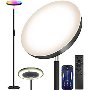 Keepsmile Double Side Lighting Led Floor Lamp with Remote Smart App 36W 2600LM Bright Tall Standing RGB Floor Lamp Angle Multicolor Dimmable Modern Floor Lamps for Living Room Bedroom Office