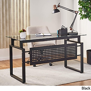 Christopher Knight Home Fiske Glass Office Computer Desk, Black