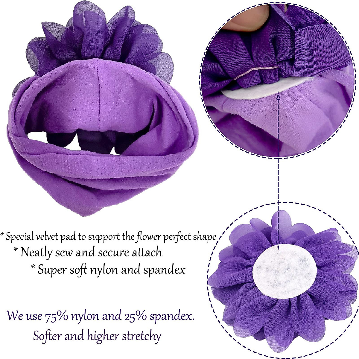 CÉLLOT 20 Colors 4 Inch Chiffon Flower Baby Girls Headbands Soft Elastic Nylon Hairbands for Newborn Infant Toddler Girls Kids