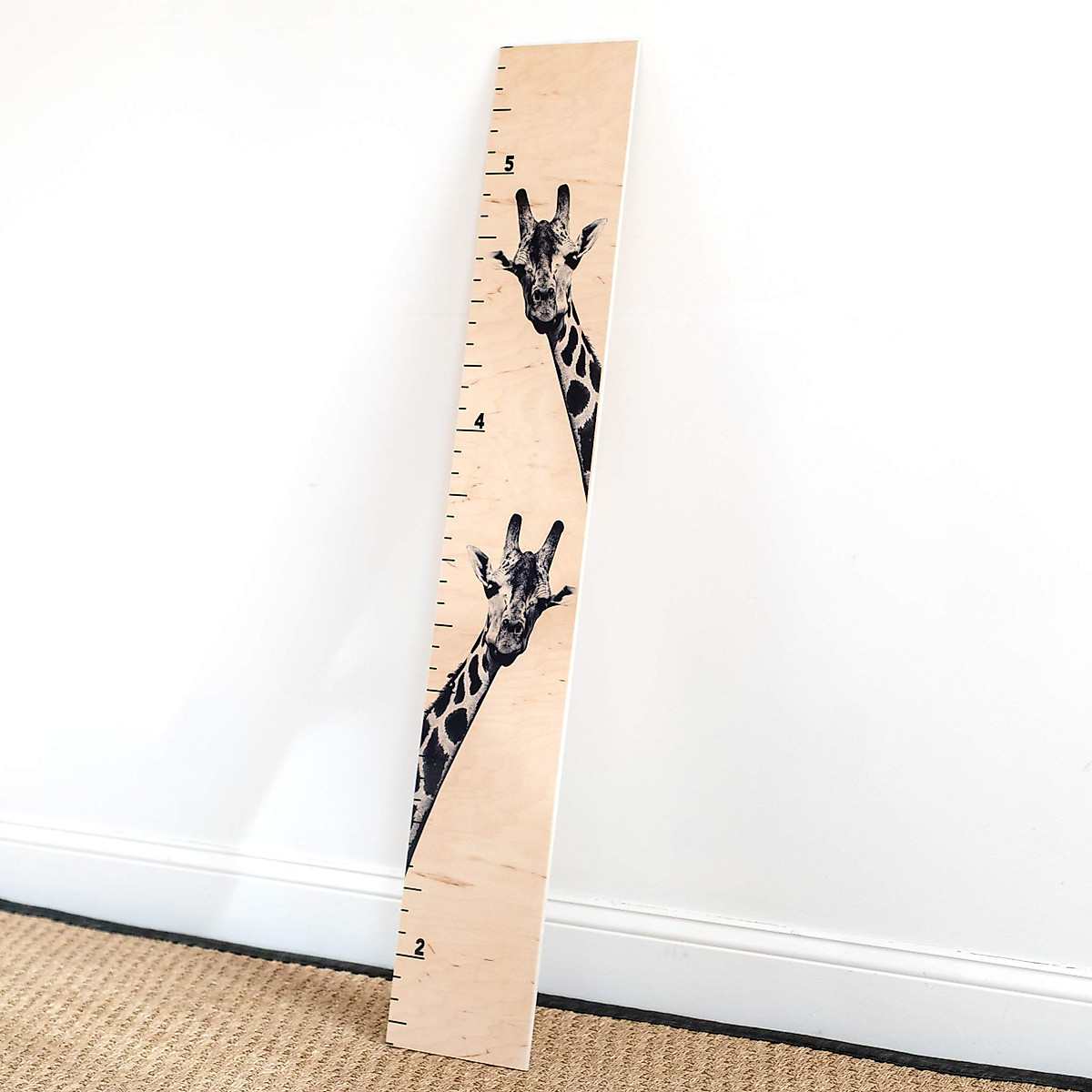 Headwaters Studio Animals Growth Chart for Kids - Baby Height Chart Height Tracker Kids Wooden Growth Chart for Wall Grow Chart Height Chart for Kids Safari Nursery, Giraffes - 46"x75"x.25