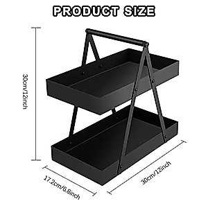 YANBETTER 2 Tier Bathroom Organizer Countertop Shelves, Black Makeup Organizer for Bathroom Supplies Kitchen Spice Rack Countertop Storage Shelf Cosmetic Vanity Storage Tray (black1)