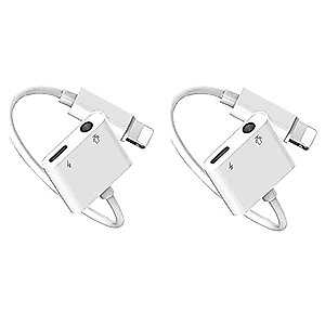 [Apple MFi Certified]2 Pack Charger Headphones Adapter for iPhone,Lightning to 3.5mm Headphone Jack Adapter,2 in 1 Jack Dongle Audio & Charger Splitter Adapter Compatible with iPhone 12/11/XS/XR/X/8/7