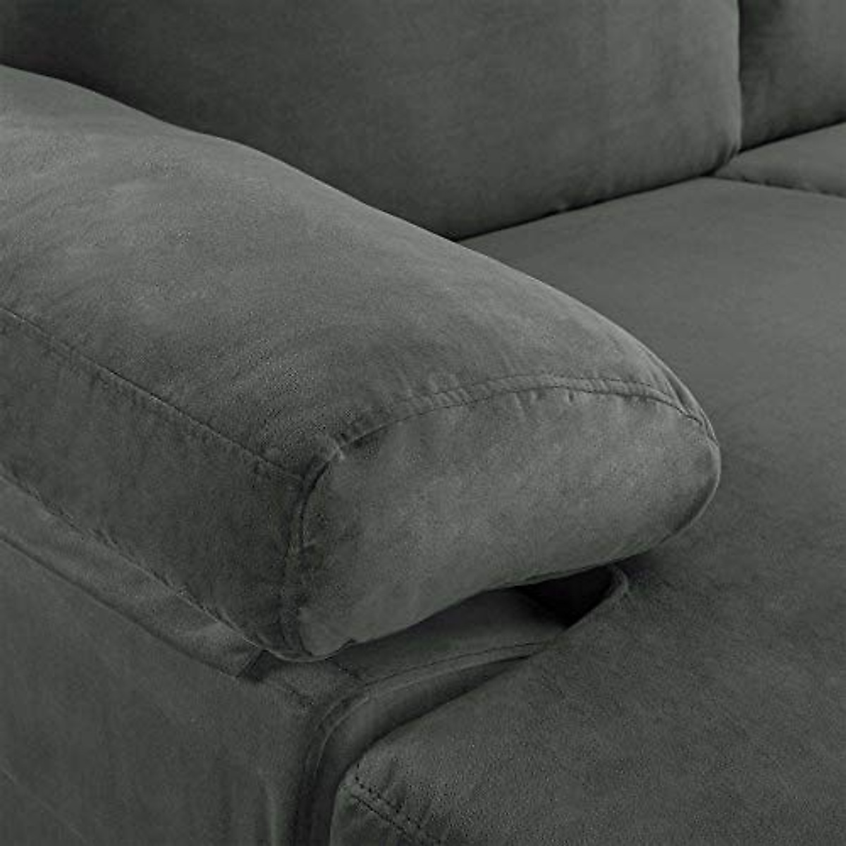 Casa Andrea Milano llc Modern Large Velvet Fabric Sectional Sofa L Shape Couch with Extra Wide Chaise Lounge, Grey