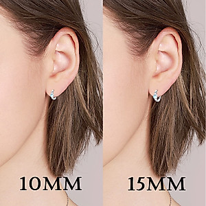 Moonstone Earrings 925 Sterling Silver 10mm Moonstone Hoop Earrings Minimalist Hypoallergenic Silver Huggie Earrings for Sensitive Ears Moonstone Jewelry Gift for Women