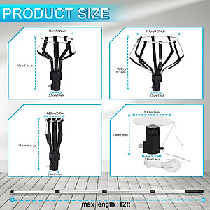 Hedday 12FT Light Bulb Changer for High Ceilings, Light Bulb Changer with Baskets and Suction Cup, High Reach Light Bulb Changer with Pole, Light Bulb Removal Tool