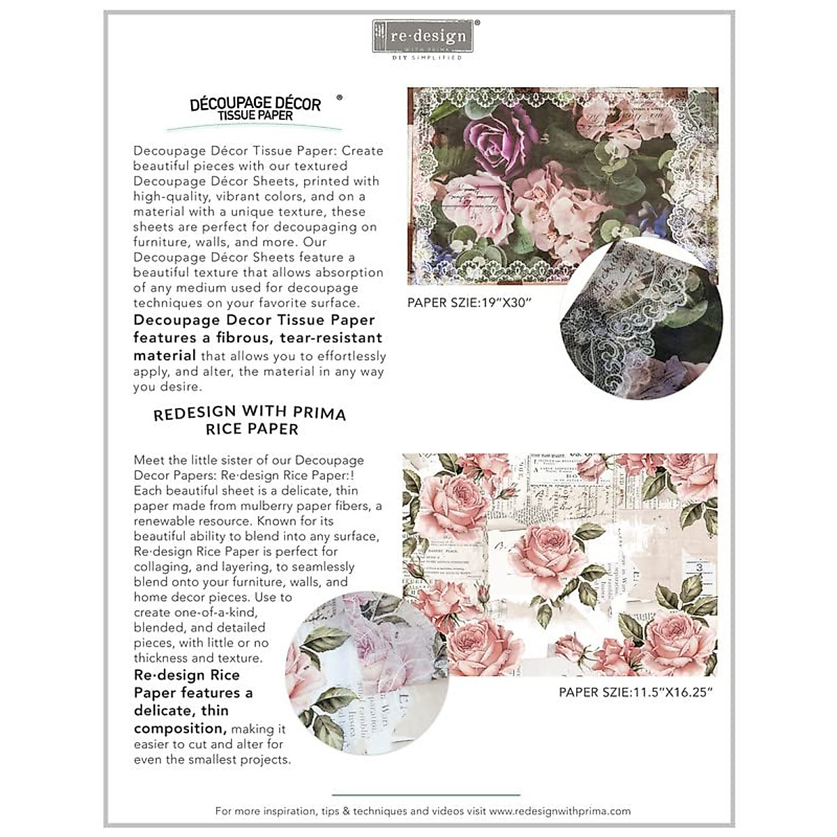 Prima Re-Design Decoupage Decor Tissue Paper 19"x30"-Dark Damask-REDTP-47704 Redesign Décor' Easter Day Decorations St. Patrick's Day,Easter Decorations,Great Mother Gifts