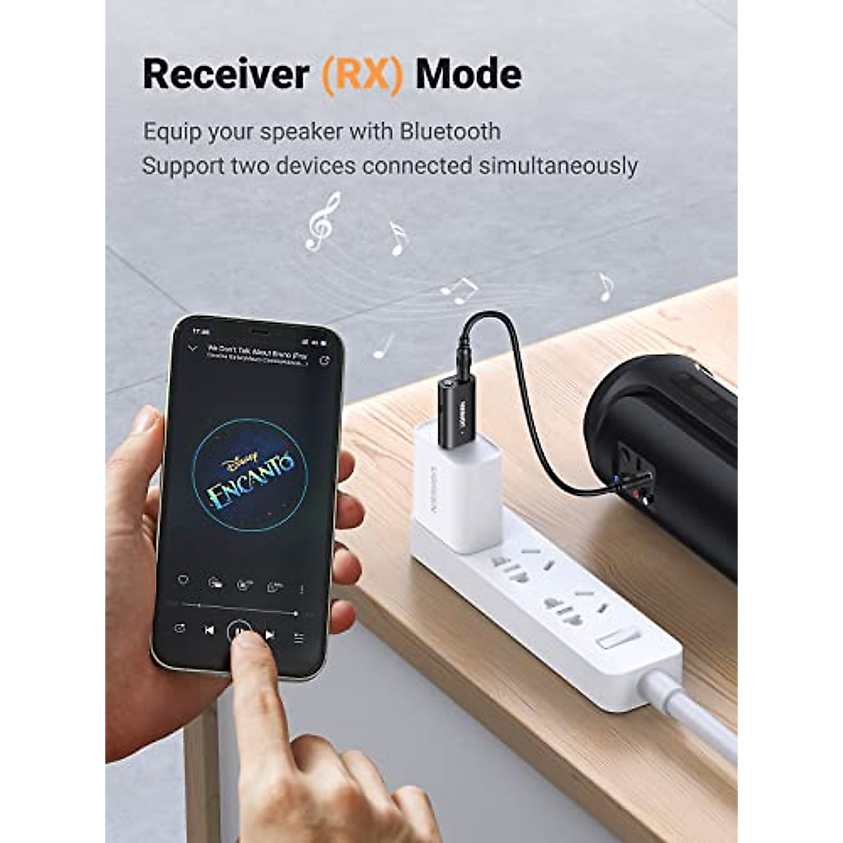 UGREEN Bluetooth 5.1 Transmitter Receiver 2 in 1 Wireless USB Bluetooth Adapter Built-in Microphone 3.5mm Audio Bluetooth Dongle Driver Free for TV, Home Stereo, Car Stereo, Headphones, Speakers, PC