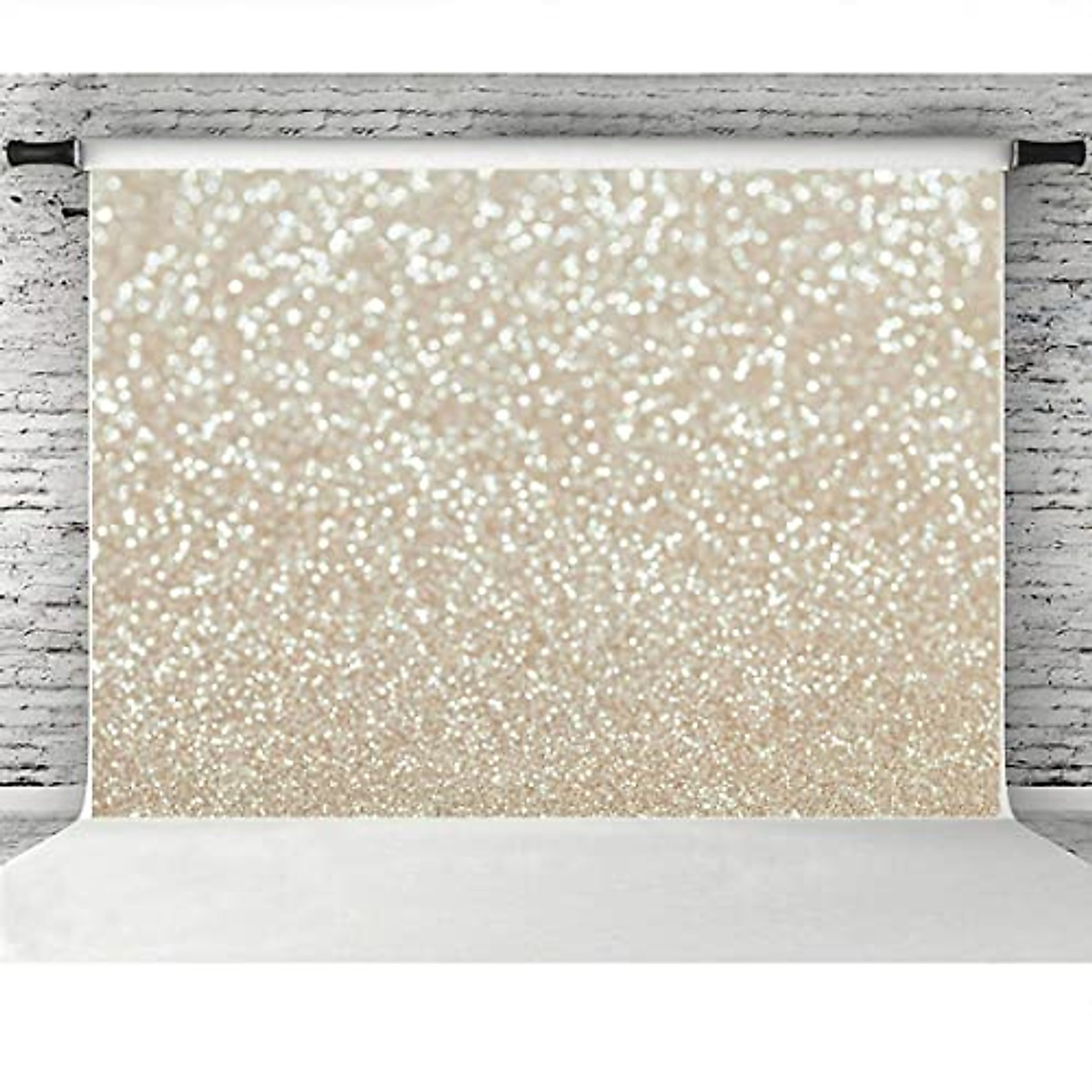 White Gold Abstract Photography Backdrop Golden Spots Shinning（Not Glitter Background Weeding Baby Shower Newborn Baby Portrait Photo Studio Props White Gold Christmas Abstract Bokeh Background 7x5ft