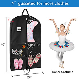 Dance Costume Garment Bags (2 Pack) 40 Inch Competition Dance Garment Bags with Pockets,2 Medium Clear Zipper Pockets and 1 Large Zippered Pocket