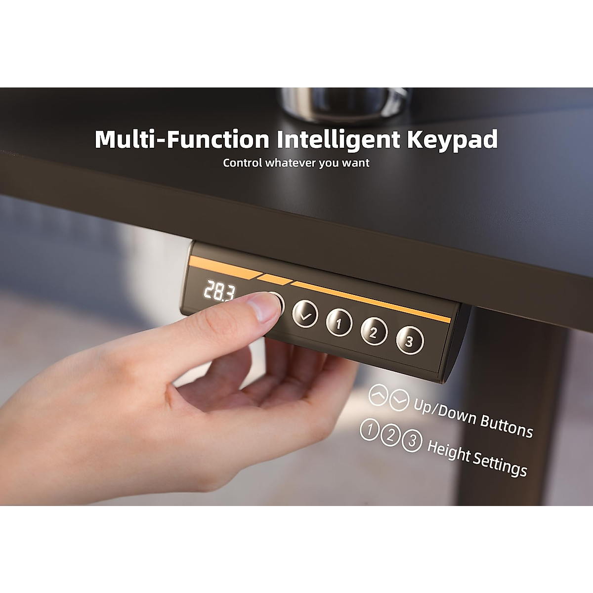 YDN Electric Standing Desk, Adjustable Height Stand up Desk, 63x24 Inches Sit Stand Home Office Desk with Splice Board,Black Top