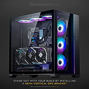 MagniumGear (MG-NE620Q_DBK02) NEO Qube 2, Dual Chamber ATX Mid-Tower, Digital-RGB Lighting, Front I/O USB Type C, Tempered Glass Panels, Black