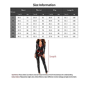SOMTHRON Women's Sexy Latex Catsuits Long Sleeve Front Zipper Jumpsuits Metallic PU Long Pants Wet Look Teddy Bodysuits(BL-S)