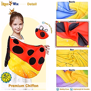 iROLEWIN Toddler-Kids Butterfly-Wings-Costume for Girls Dress-Up Clothes Dragonfly-Bee-Ladybug-Wings Bug Party Favors Gifts