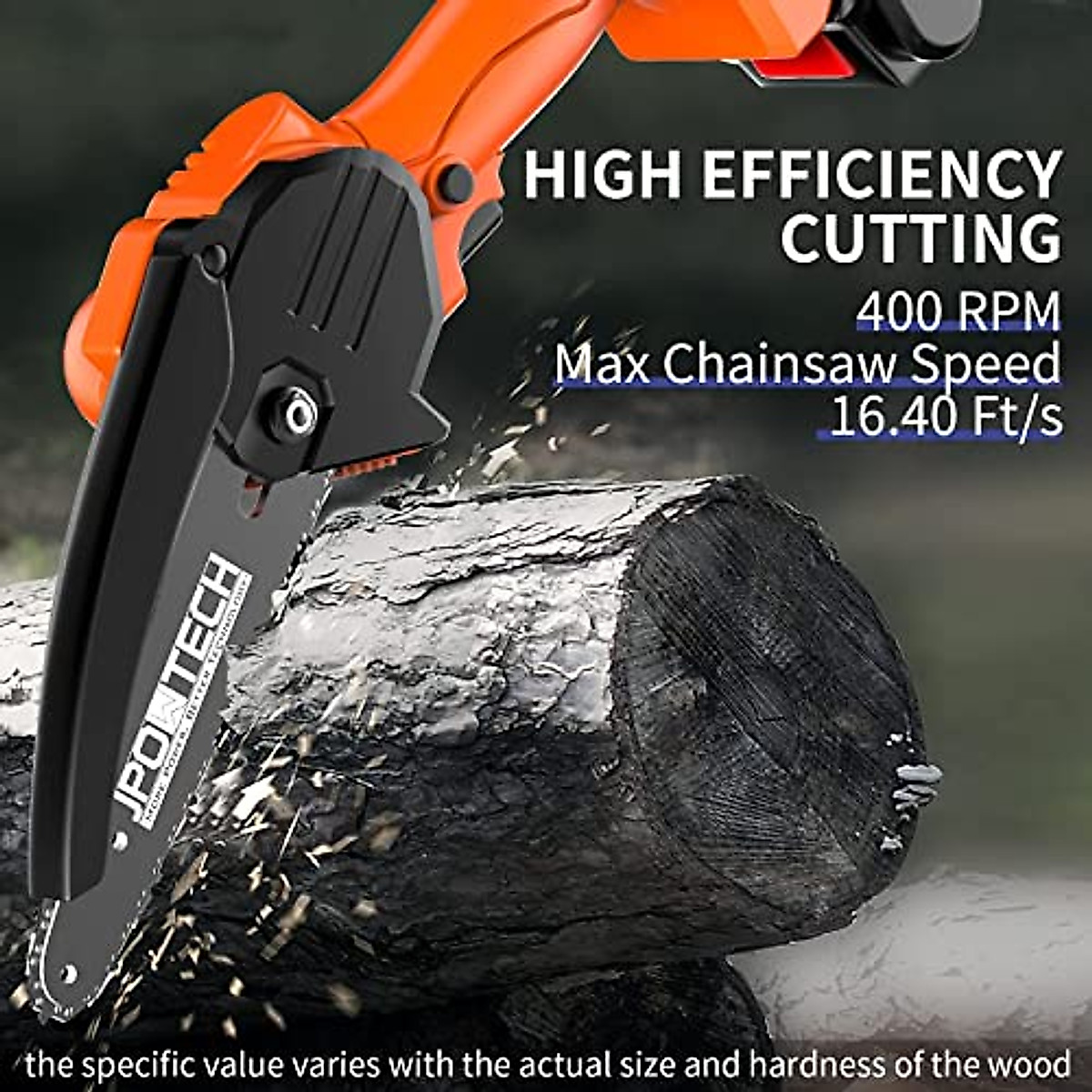 JPOWTECH Mini Chainsaw Cordless 6 inch Small Chainsaw with 2 Battery & Switch Security Lock, Portable Handheld Power Chain Saws for Gardening Wood Cutting Tree