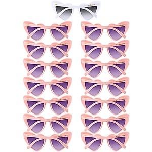 15 Pairs Bachelorette Sunglasses Heart Shaped Sunglasses Bridesmaid Bride Eyewear Bridesmaid Proposal Gifts For Wedding Party (White Gray, Pink Gray)