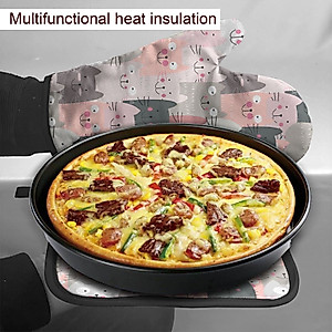 Oplp Funny Pink Cute Cats 3 Piece Kitchen Set Waterproof Apron with Oven Mitt and Pot Holder Cooking Adjustable Apron Microwave Glove Potholder