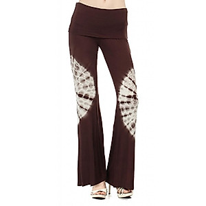 SugarRock Women Paisley Palazzo Pants Fold-Over Waist Wide Leg