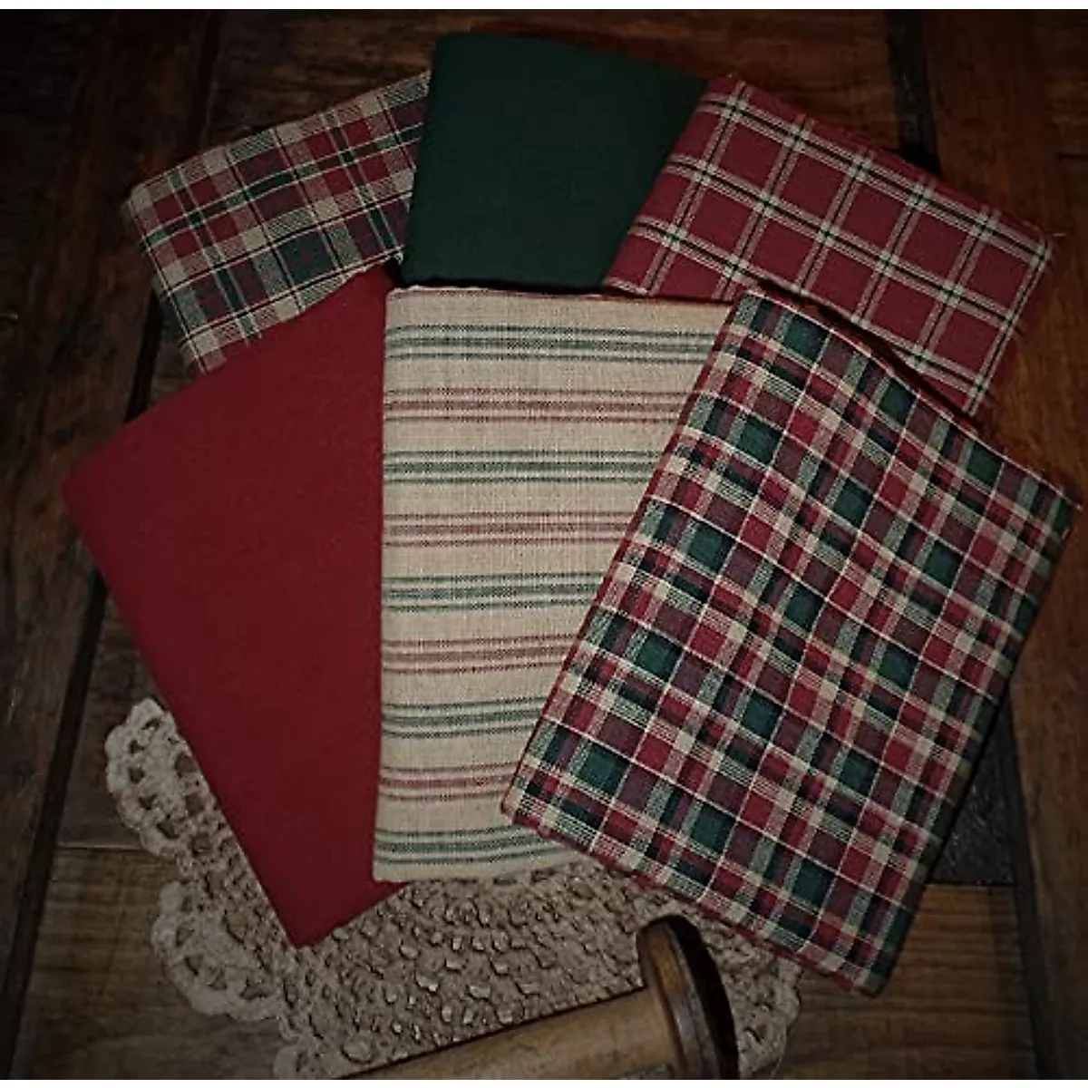 Primitive Homespun Fabric~Christmas Spruce~Farmhouse Rustic Fabric~ (Strips (50) 1" x 18") (Jelly Roll (15) 2.5” x 44”)