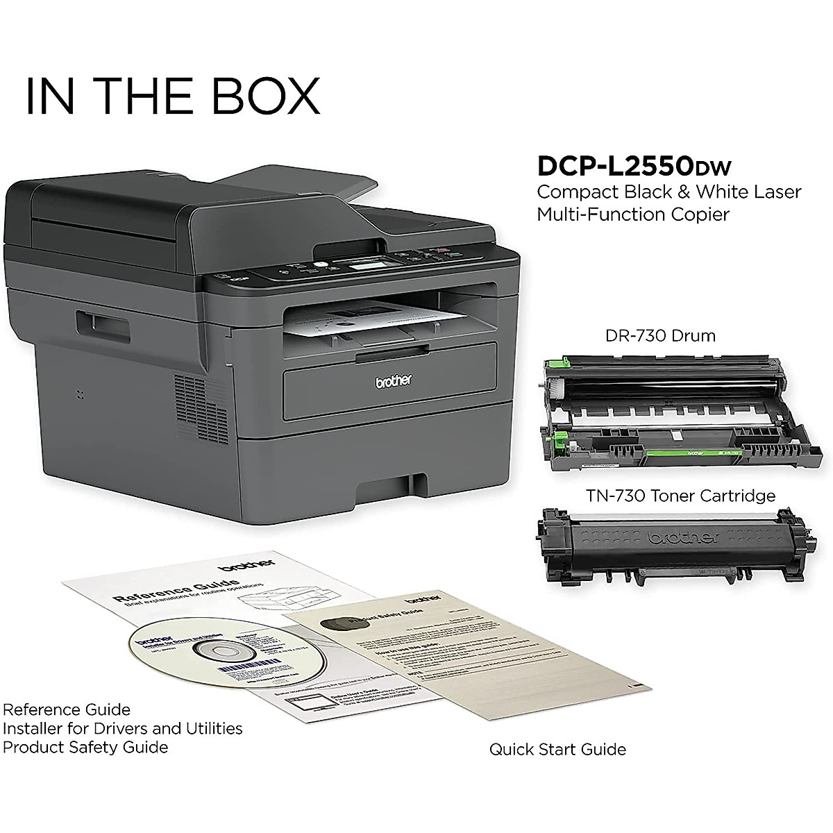 44 Brother DCP L2500 Series All-in-One Wireless Monochrome Laser Printer,Duplex Printing, Print Scan Copy, 128MB Memory, 2400 x 600 dpi, 36 ppm, 250-Sheet, 50-Sheet ADF Black DCPL-2550DWB ‎Brother