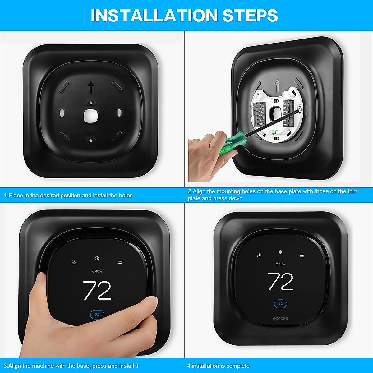 Wall Plate Bracket Protector Cover for NEW 2022 Ecobee Smart Thermostat Mount Kits Accessories