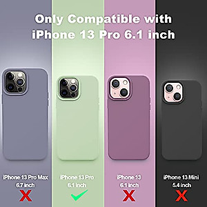 Vooii Compatible with iPhone 13 Pro Case, Liquid Silicone Full Body Protective Case with [Anti-Scratch] [Soft Microfiber Lining] [Camera Protective Case] for iPhone 13 Pro 6.1 inch, Matcha
