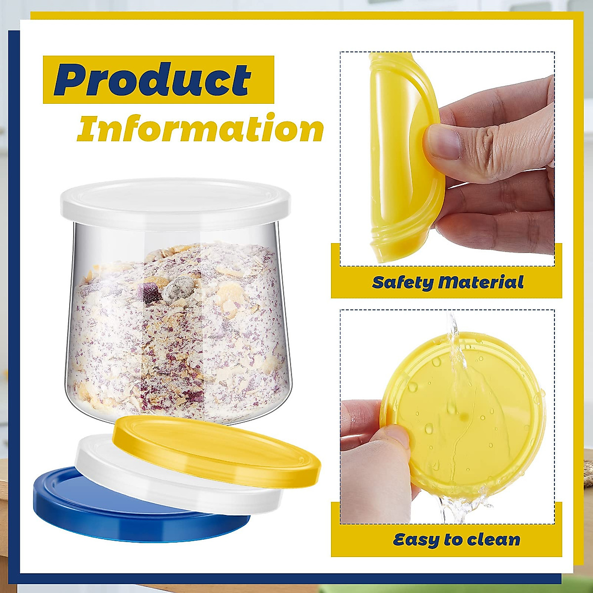 Tessco 24 Pieces Yogurt Jar Lids 2.64 Inches Plastic Replacement Lids Covers Yogurt Canning Lids Yogurt Container Lids Compatible with Oui Yogurt Jars for Cookie Coffee Supplies Glass Jars Containers