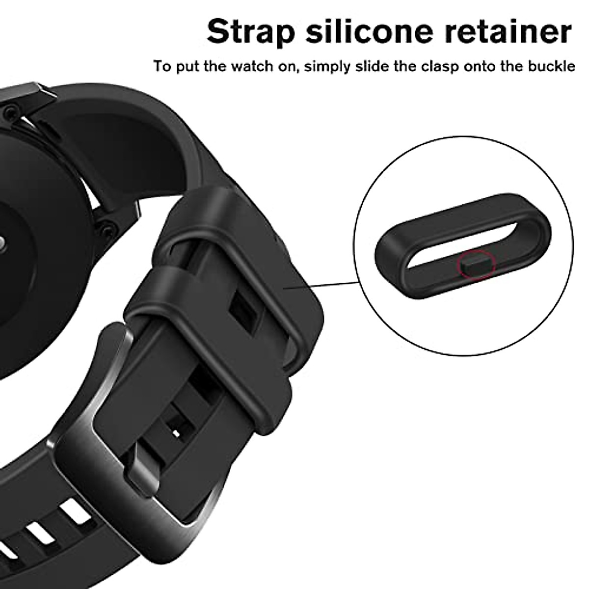 cobee Silicone Watch Strap Loops, 10 Pcs Watch Strap Fastener Rings Replacement Watch Strap Band Keeper Loop Security Holder Retainer Ring Universal Fit Watchband Loops (Black, 20mm)