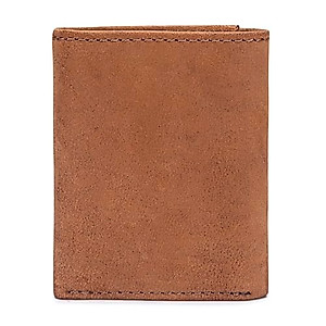 Caterpillar Men's Leather Trifold Wallet with ID Window, Tan, One Size