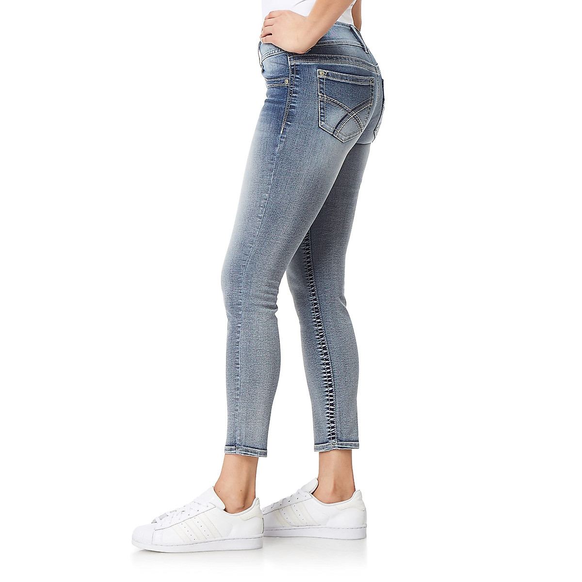 WallFlower Women's Luscious Curvy Ankle Mid-Rise Insta Stretch Juniors Jeans (Standard and Plus), Camille, 9