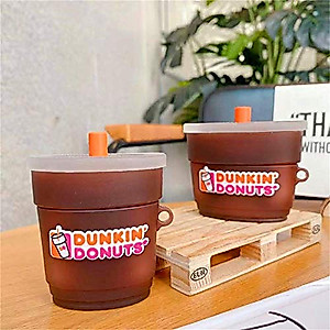 Airpods Pro Cover, 3D Cute Fashion Soup Silk Milk Tea Cup Cartoon Design, Soft Silicone tective case, Suitable for Apple AirPods Pro Cases, and Comes with a Keychain Accessory (Brown)