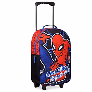 Marvel Kids Suitcase for Boys Foldable Trolley Hand Luggage Bag Carry On Avengers Travel Bag with Wheels Cabin Bag Wheeled Bag with Handle Spiderman Trolley Suitcase Boys (Multicolor Spiderman)