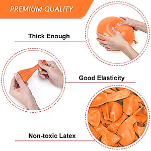 RUBFAC Orange Balloons, 110pcs 12 Inch Orange Balloons and Ribbon, Thick Latex Balloons for Birthday Wedding Baby Shower Graduation Anniversary Party Thanksgiving Decorations