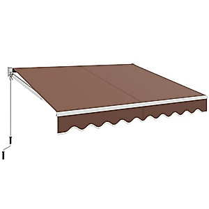 Tangkula 8 x 6.6 Ft Retractable Awning, Aluminum Patio Sun Shade w/ Crank Handle and Water-Resistant Polyester, Outdoor Manual Retractable Awning Cover Shelter
