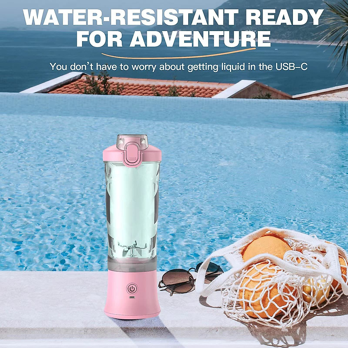 Portable Blender Personal Blender for Shakes and Smoothies with 20 Oz Travel Cup and Lid for Traveling, Outdoor, Gym, Office. (Pink)