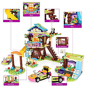 Friends Tree House Coffee Shop Building Blocks Sets, Treehouse Cafe Building Kit for Girls Age 6-12 Years Creative Roleplay Birthday Gift for Kids Toddlers with Storage Box (960 Pieces)