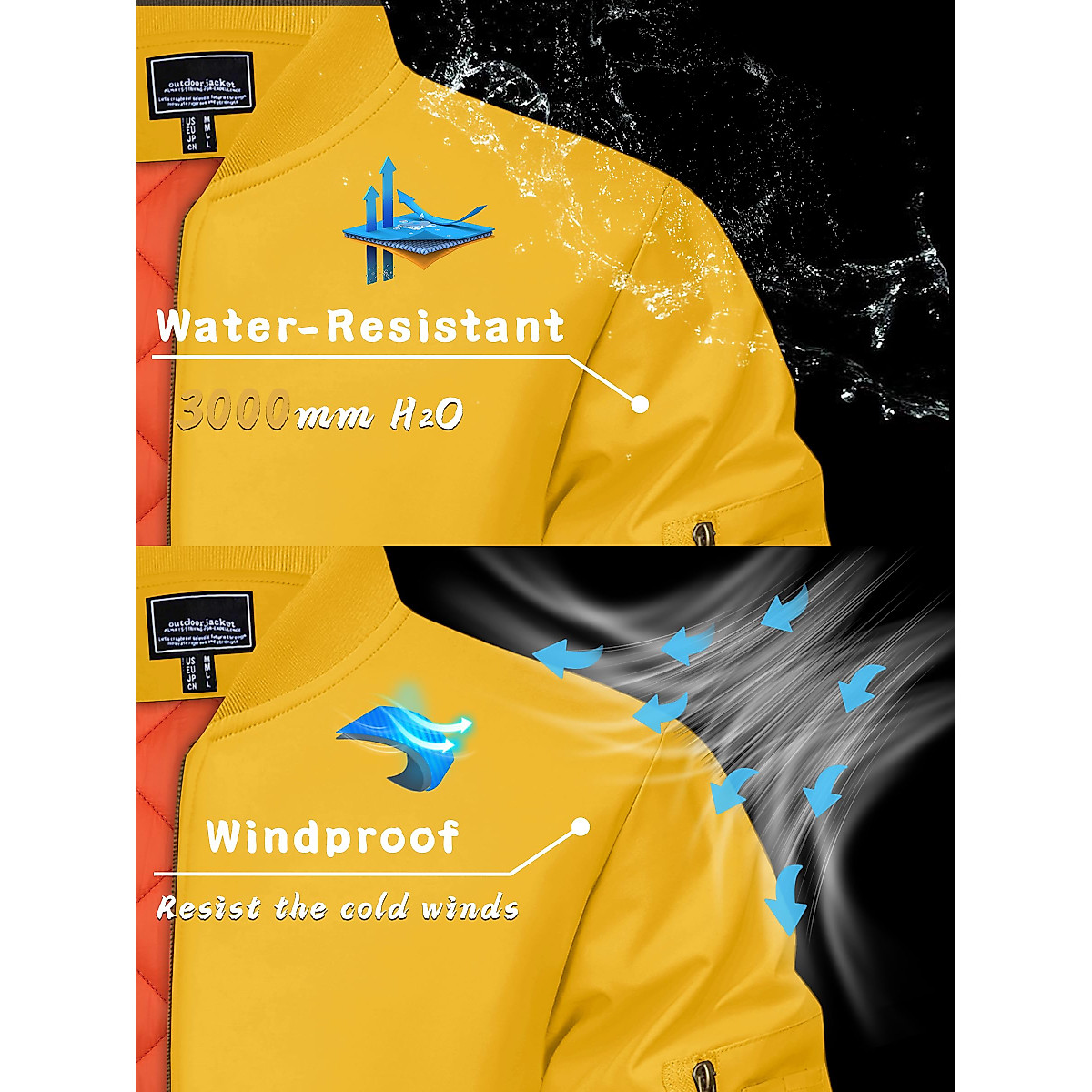 KEFITEVD Classic Quilted Jackets for Men Flight Bomber Jacket Winter Windproof Jacket Mens Midweight Quilted Bomber Jacket