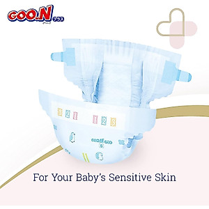 GOO.N Plus+ Diapers S Size (up to 18 lb) Unisex 1-Pack 70 Count Tape Straps Sensitive Skin, Made in Japan