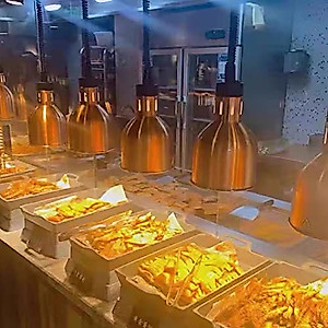 KOUWO Commercial Food Heat Lamp Infrared Food Warmer Hanging Heating Lamps for Food Service Restaurant Buffet(Copper)
