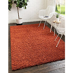 Unique Loom Solid Shag Collection Area Rug (4' 1" x 6' 1", Terracotta)