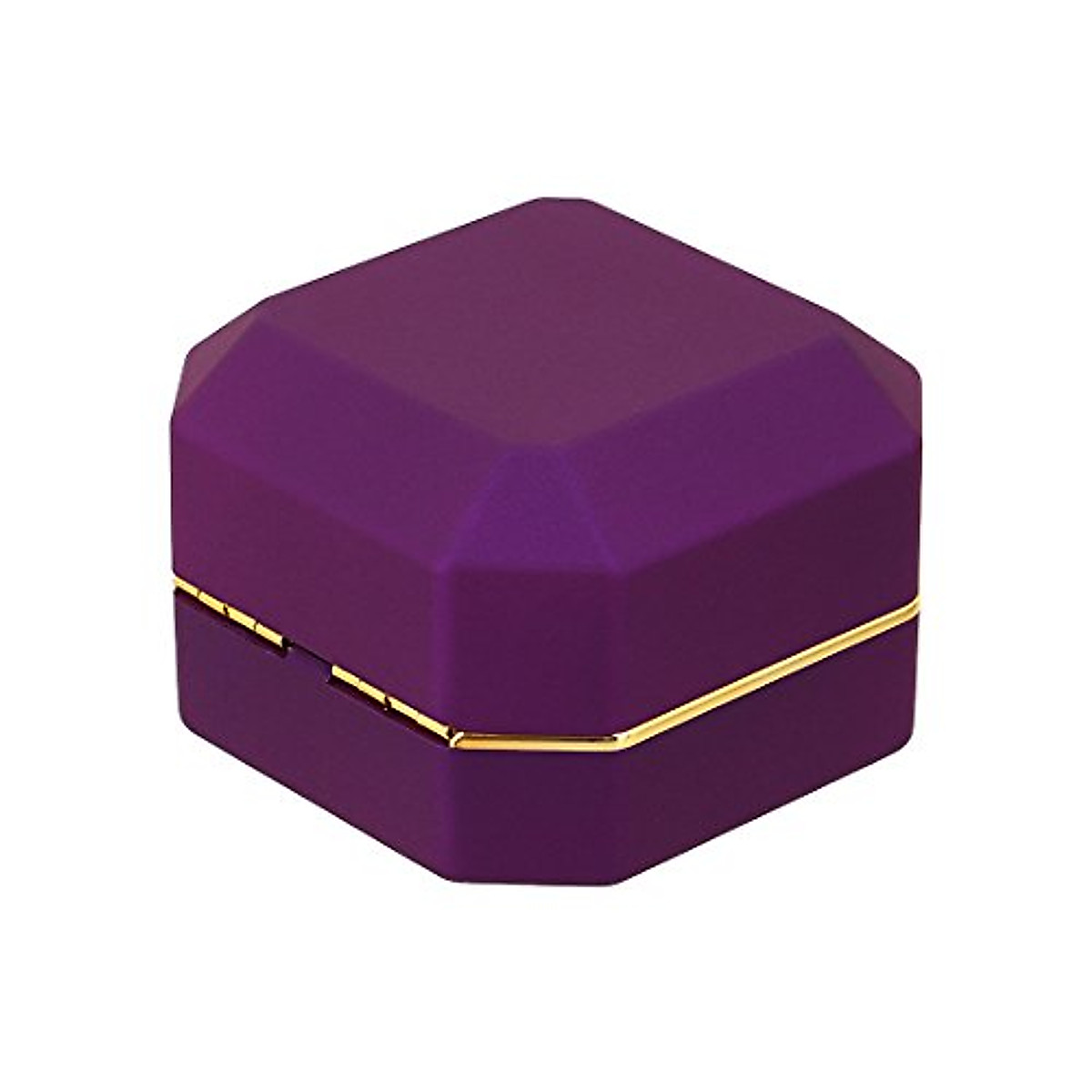 Multifit Square Shape Velvet Proposal Engagement Ring Box Case LED Light Jewelry Coin Gift Box(Purple)