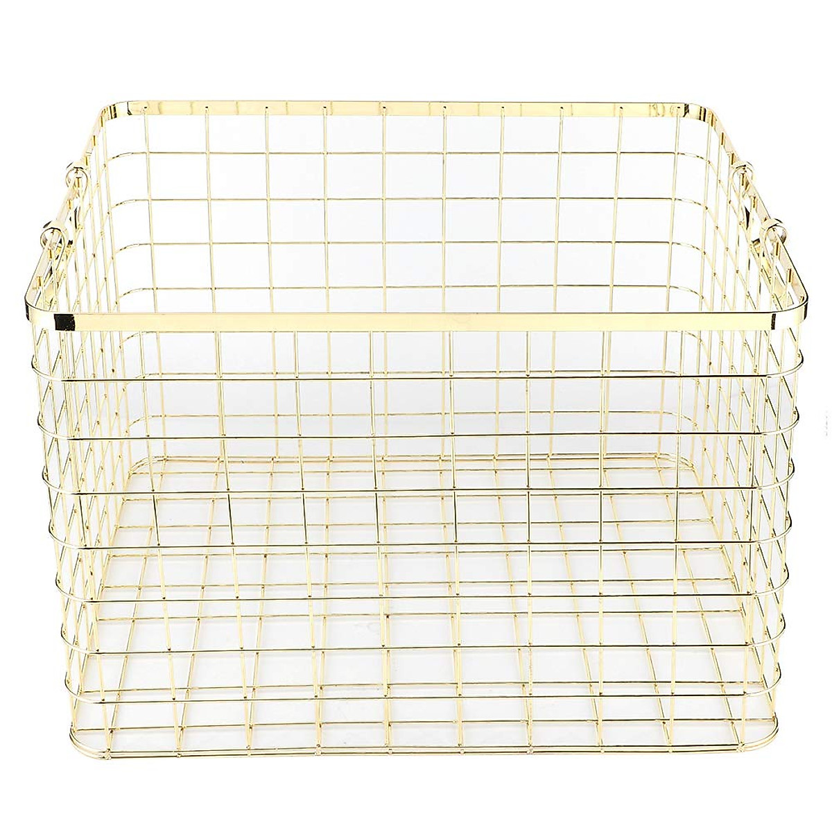 Keebgyy Stainless Steel Clothes Laundry Storage Basket, Laundry Hamper, Laundry Basket, with Handles Organizer Storage Basket Clothes Organizer Stainless Steel Basket for Kitchen Bedroom Gold