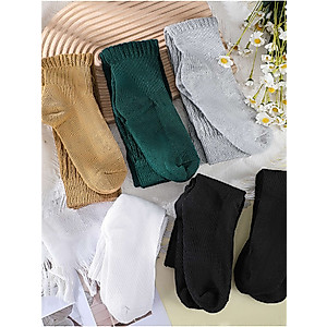 Bencailor 6 Pairs 80s 90s Women Slouch Socks Soft Knee Long Scrunch Socks Cotton Knit Stacked Socks Boot Socks for Women Men(Dark Colors,5-9)