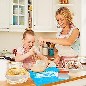 11'' Round & 10'' Oval Banneton Bread Proofing Basket Set, 32Pcs Cane Sourdough Bread Baking Supplies with Bread Lame, Dough Scraper, Linen Liner, Brush Stencil, Bread Making Kit for Christmas