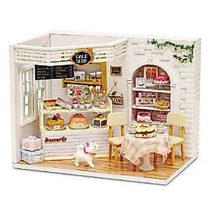 Kisoy Romantic and Cute Dollhouse Miniature DIY House Kit Creative Room Perfect DIY Gift for Friends,Lovers and Families (Cake Diary)