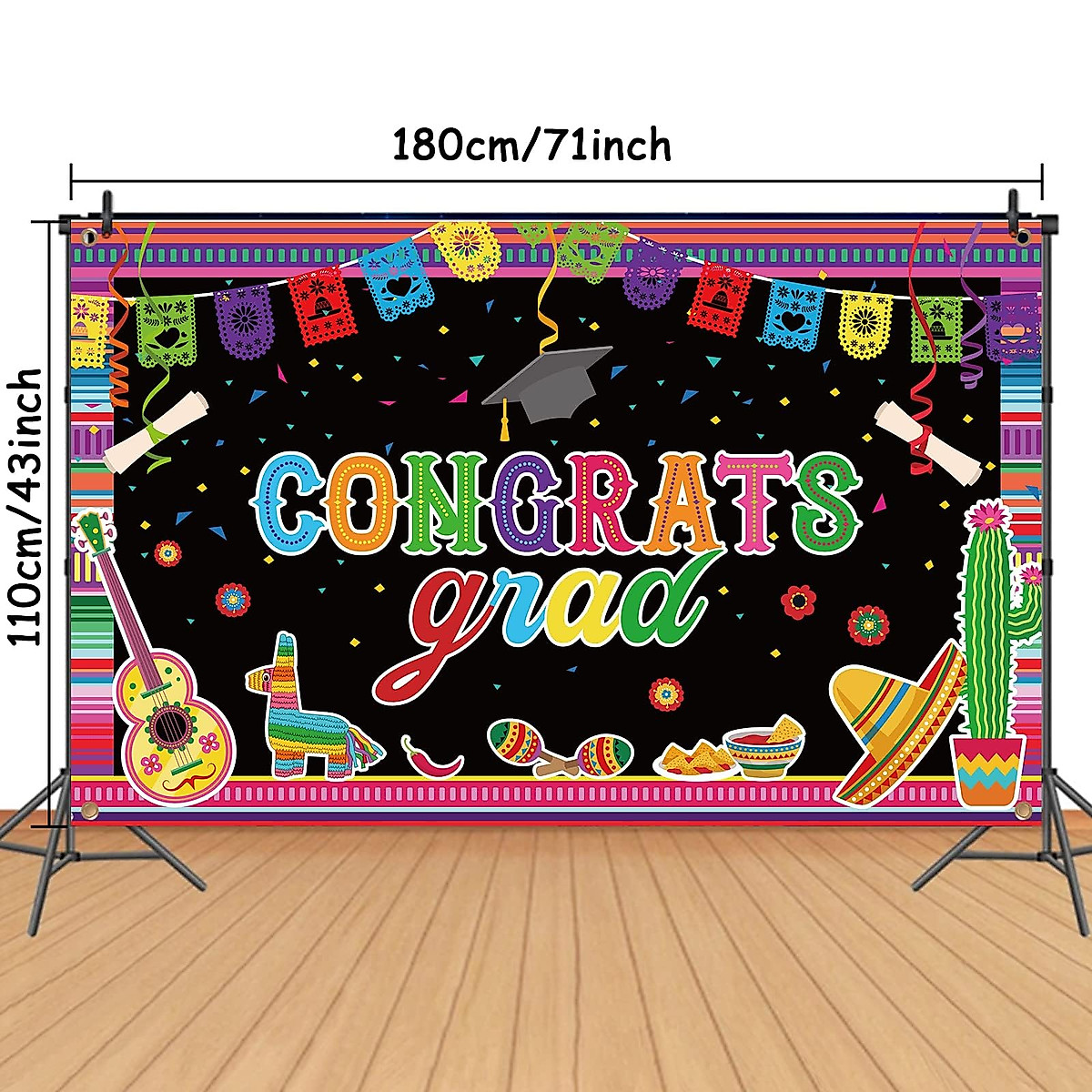 2024 Mexican Fiesta Graduation Decorations Class of 2024 Graduation Party Backdrop Mexico Graduate Banner Congrats Grad Background Grad Ceremony Supplies for Senior High College School