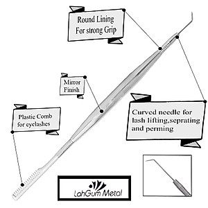 Separation Eye lash Separator Tool Pro Lash Lift Tools and tint Kit Professional Lifting - Lashes Separater Perm Extension Separating Comb Tinting Lifter Eyelashes Seperator Supplies Silver Steel (1 Pieces, Lining On Point)