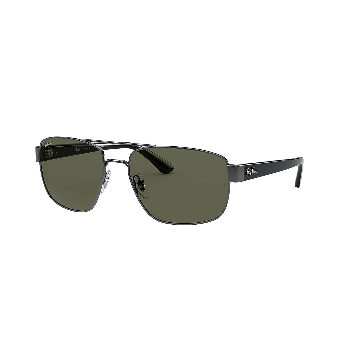 Ray-Ban RB3663 Metal Rectangular Sunglasses, Gunmetal/Polarized G-15 Green, 60 mm