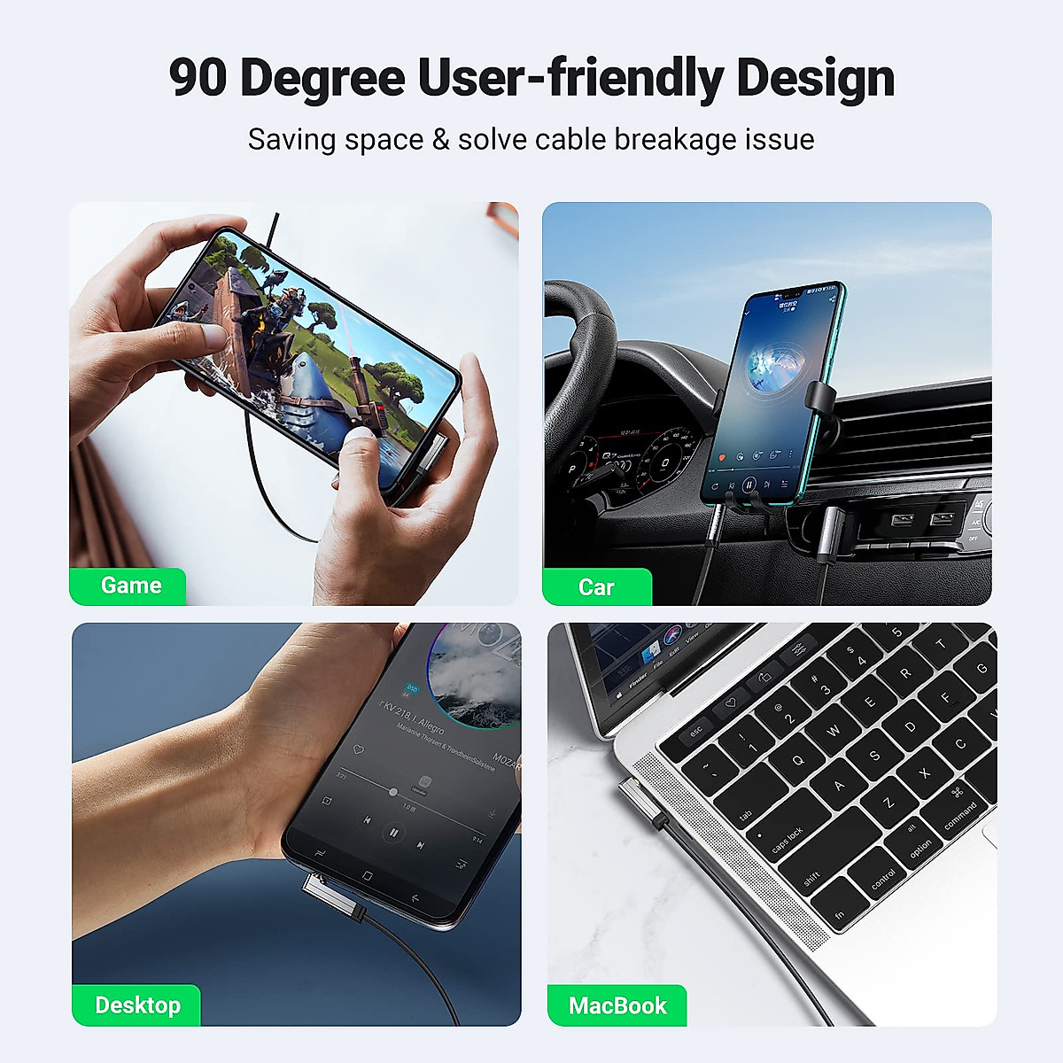 UGREEN 3.5mm Audio Cable Stereo Aux Cord 90 Degree Right Angle, Compatible with Beats iPhone iPod iPad Tablets Speakers 24K Gold Plated Male to Male Black 3FT