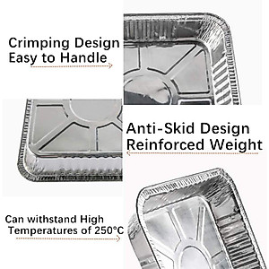 Ailelan Aluminum Pans, 8x8 Aluminum Foil Pans, 50-Pack Disposable Aluminum Pans Perfect for Cooking, Heating, Storing, Prepping Food