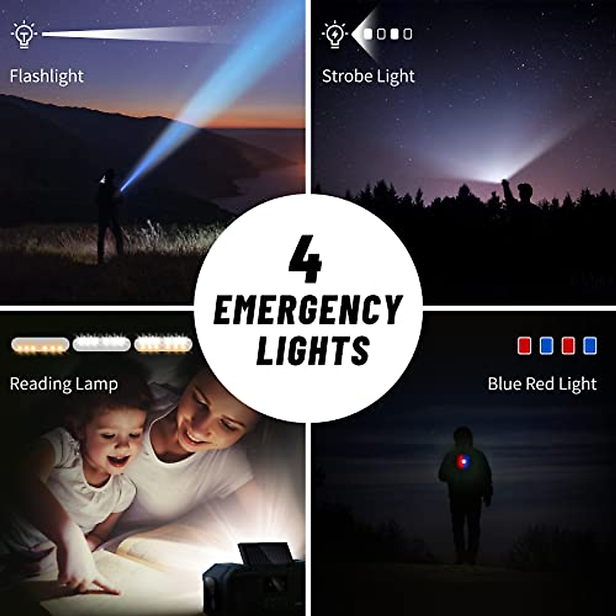 Emergency Radio 10W IPX5 Waterproof Bluetooth Speaker,Portable Digital AM FM Radio with Flashlight/Strobe Light,3 Mode Reading Lamp,Hand Crank WB NOAA Weather Solar Radio,4000mAH Cell Phone Charger